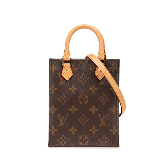 ルイ ヴィトン モノグラム プティット サックプラ ハンドバッグ ショルダーバッグ 2WAY M81295 ブラウン PVC LOUIS VUITTON 【中古】