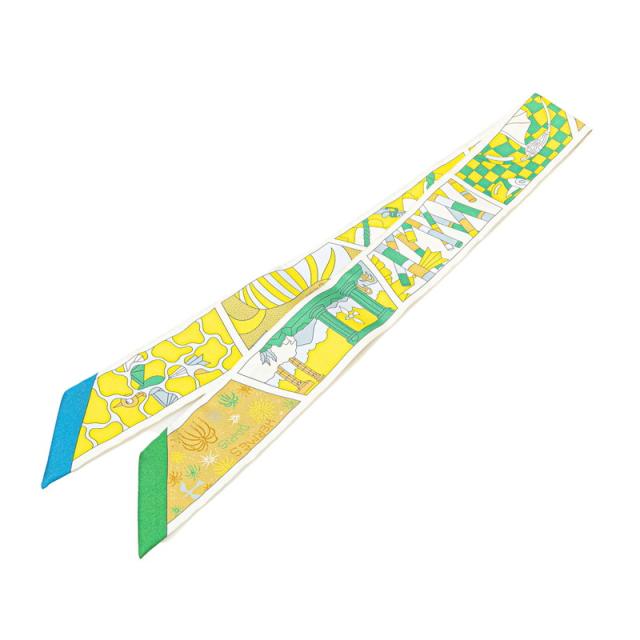 エルメス ツイリー Factory Suite ファクトリースーツ スカーフ ホワイト マルチカラー シルク レディース HERMES 【中古】