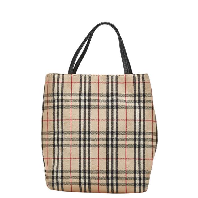 バーバリー ノバチェック ハンドバッグ ベージュ マルチカラー キャンバス レザー レディース BURBERRY 【中古】