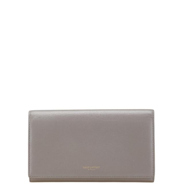 サンローラン 長財布 372267 グレー レザー レディース SAINT LAURENT 【中古】