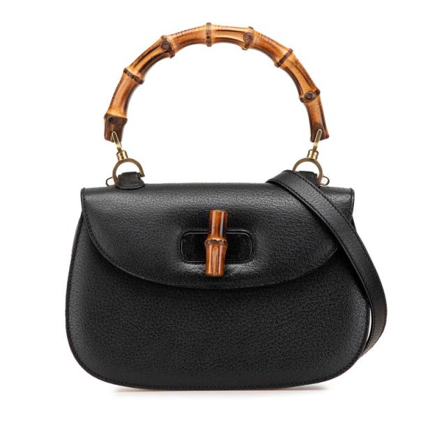 グッチ バンブー ハンドバッグ ショルダーバッグ 2WAY 000 926 0633 ブラック レザー レディース GUCCI 【中古】