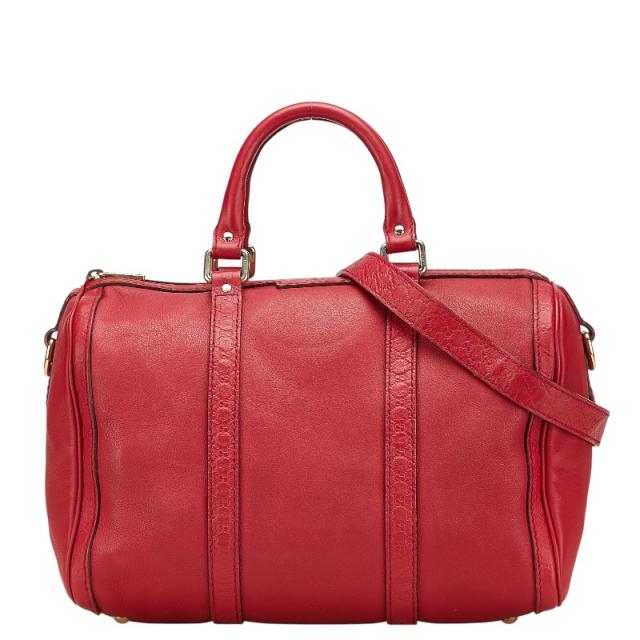 グッチ マイクログッチシマ ハンドバッグ ショルダーバッグ 2WAY 247205 レッド レザー レディース GUCCI 【中古】