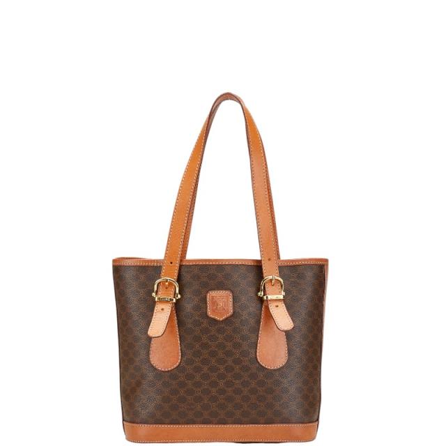 セリーヌ マカダム ハンドバッグ ブラウン PVC レザー レディース CELINE 【中古】