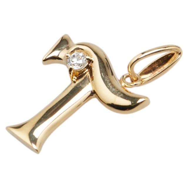 K18YG イエローゴールド ダイヤ ベリテ T モチーフ ペンダントトップ レディース 中古