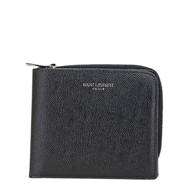 サンローラン イーストウエスト 二つ折り財布 コンパクトウォレット 556268 ブラック レザー メンズ SAINT LAURENT 【中古】
