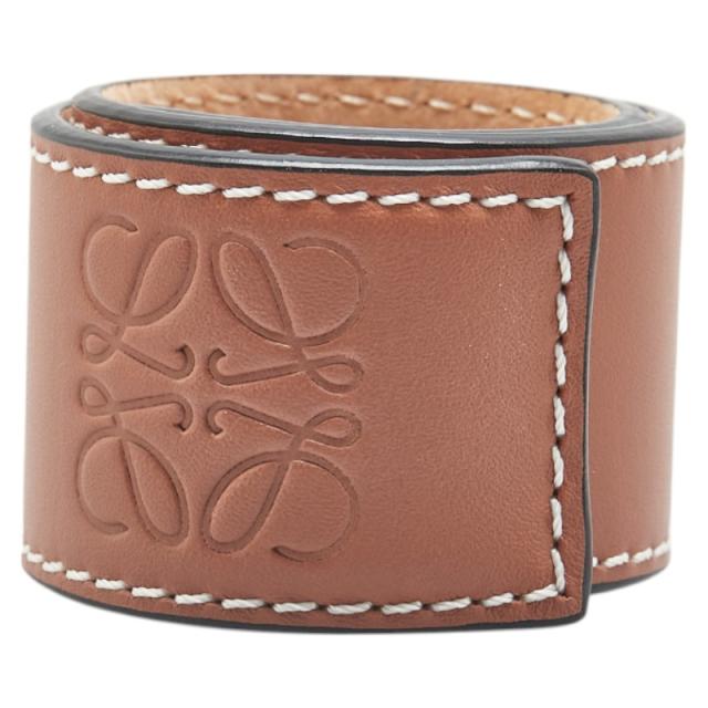 ロエベ アナグラム スモールスラップ ブレスレット タン ブラウン レザー レディース LOEWE 【中古】
