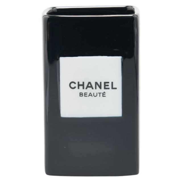 シャネル ロゴ ノベルティ ブラシスタンド ペン立て ブラック ホワイト 陶器 レディース CHANEL 【中古】
