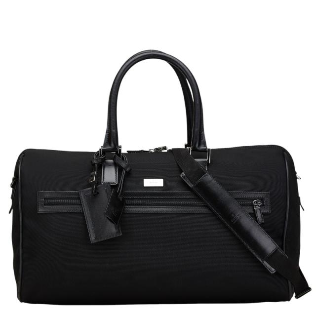 グッチ ボストンバッグ ショルダーバッグ 2WAY 114674 ブラック キャンバス レザー レディース GUCCI 【中古】