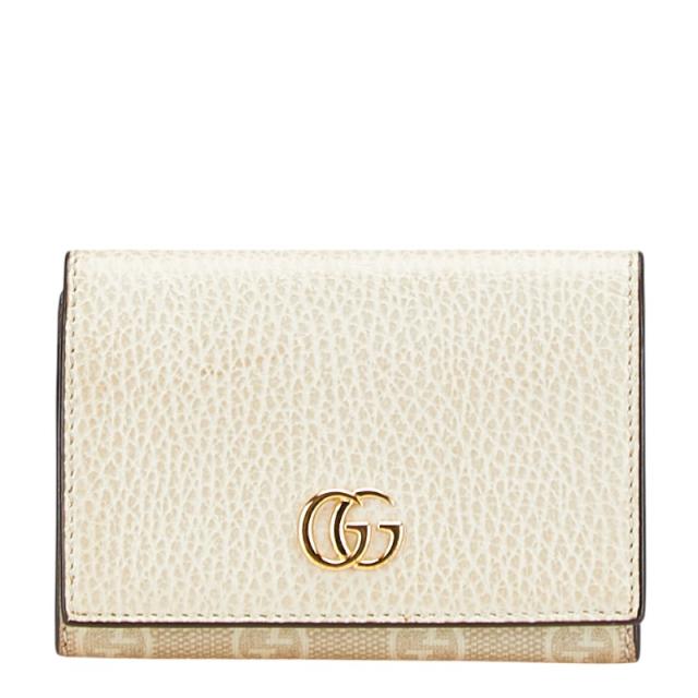 グッチ GGスプリーム カードケース 474748 ベージュ アイボリー レザー PVC レディース GUCCI 【中古】