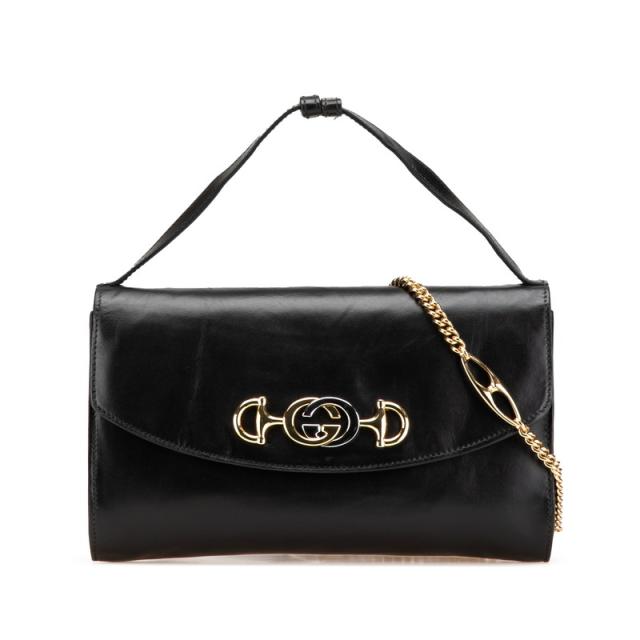 グッチ ズゥミ ハンドバッグ ショルダーバッグ 2WAY 572375 ブラック レザー レディース GUCCI 【中古】