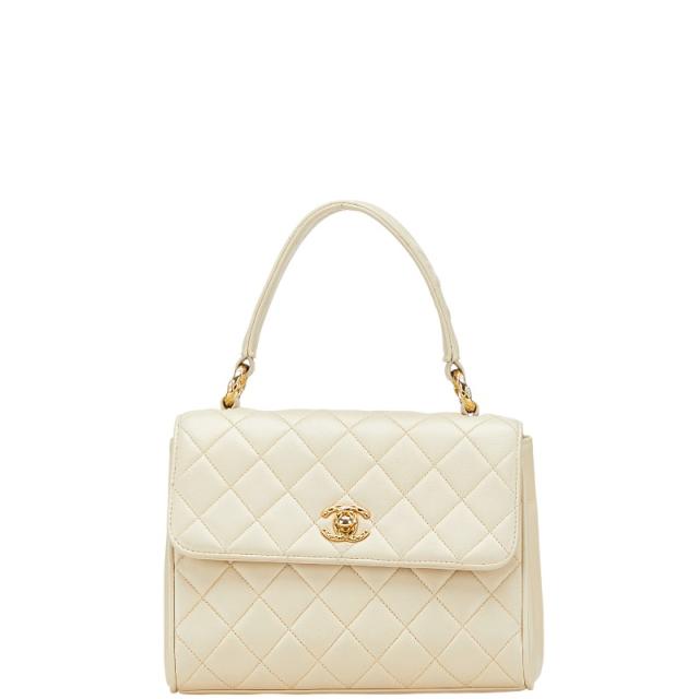 シャネル ココマーク マトラッセ ミニハンドバッグ ベージュ レザー レディース CHANEL 【中古】