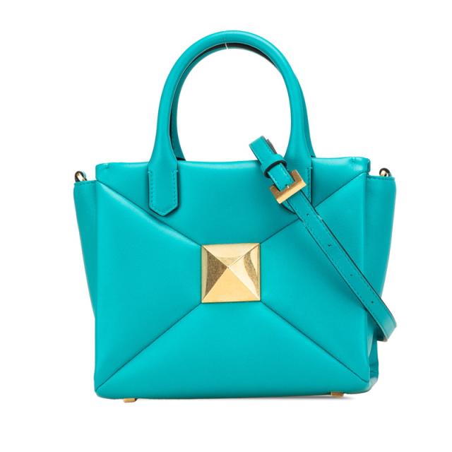 ヴァレンティノ ワンスタッズ トートバッグ ショルダーバッグ 2WAY グリーン レザー レディース VALENTINO 【中古】