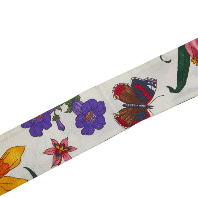 グッチ フローラ 植物 花 ネックボウ スカーフ アイボリー マルチ