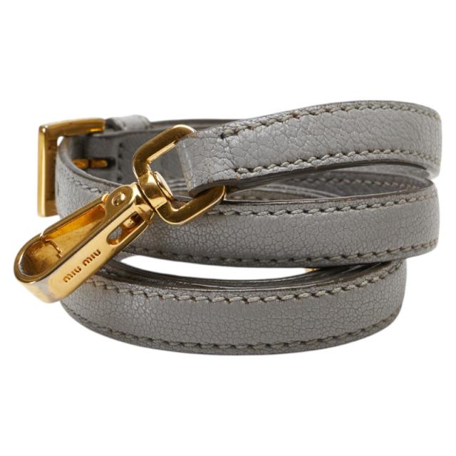 ミュウミュウ ショルダーストラップ グレー レザー レディース MIUMIU 【中古】