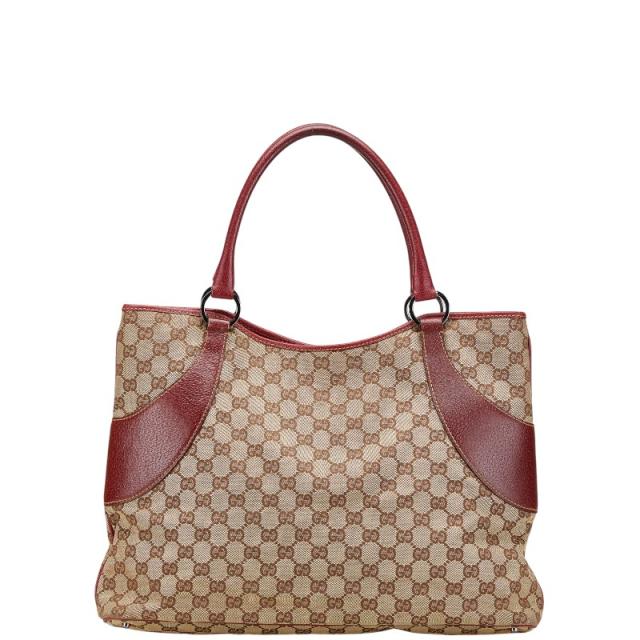 グッチ GGキャンバス ハンドバッグ トートバッグ 113016 ベージュ パープル キャンバス レザー レディース GUCCI 【中古】