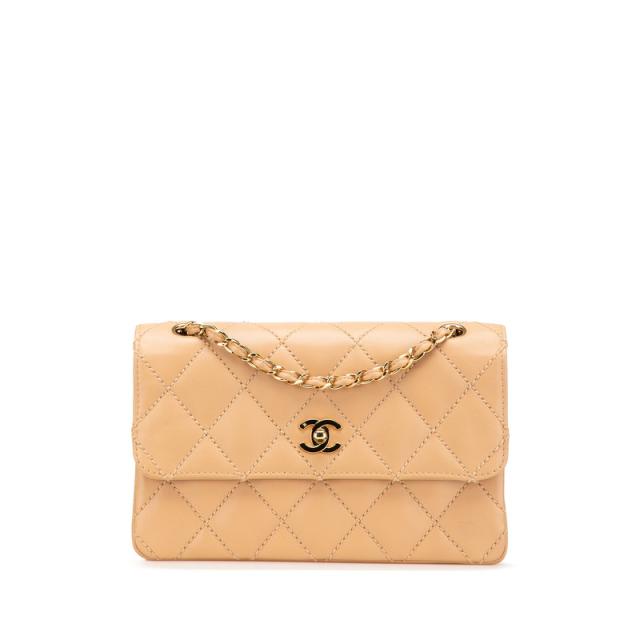 シャネル ワイルドステッチ ココマーク チェーン ショルダーバッグ ベージュ カーフスキン レディース CHANEL 【中古】