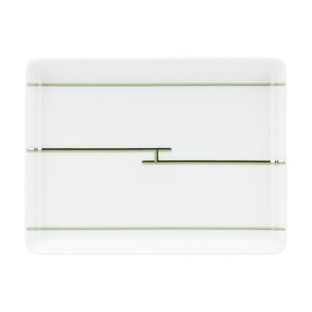 エルメス リズム スクエアプレート 皿 食器 ホワイト グリーン 陶器 レディース HERMES 【中古】