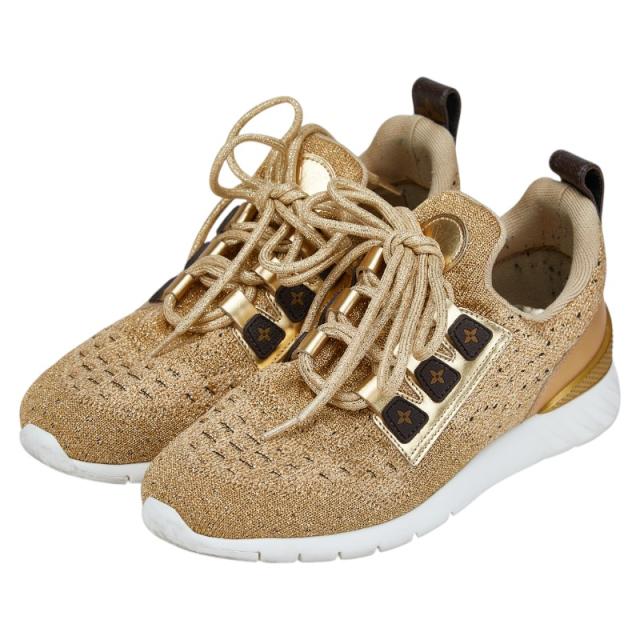 ルイ ヴィトン アフターゲーム スニーカー サイズ：36 1/2 ゴールド パテントレザー ファブリック レディース LOUIS VUITTON 【中古】