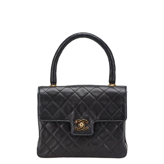シャネル マトラッセ ココマーク ハンドバッグ ブラック ラムスキン レディース CHANEL 【中古】
