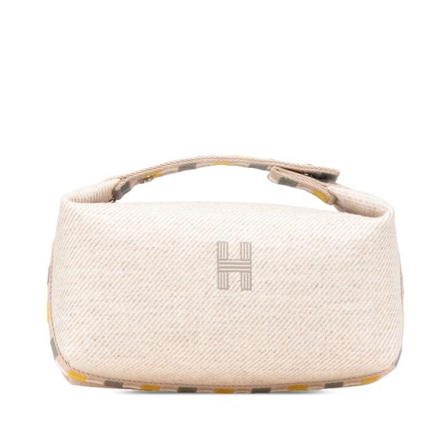 エルメス ブリッドアブラックPM ハンドバッグ ベージュ グレー ウール レディース HERMES 【中古】