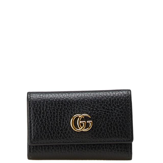 グッチ プチマーモント ダブルＧ キーケース 6連 456118 ブラック レザー レディース GUCCI 【中古】