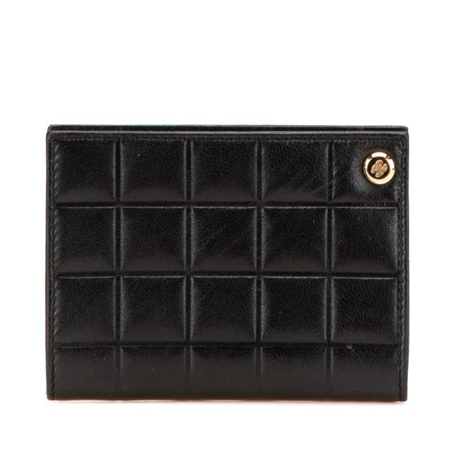 シャネル チョコバー ココマーク パスケース カードケース ブラック ラムスキン レディース CHANEL 【中古】
