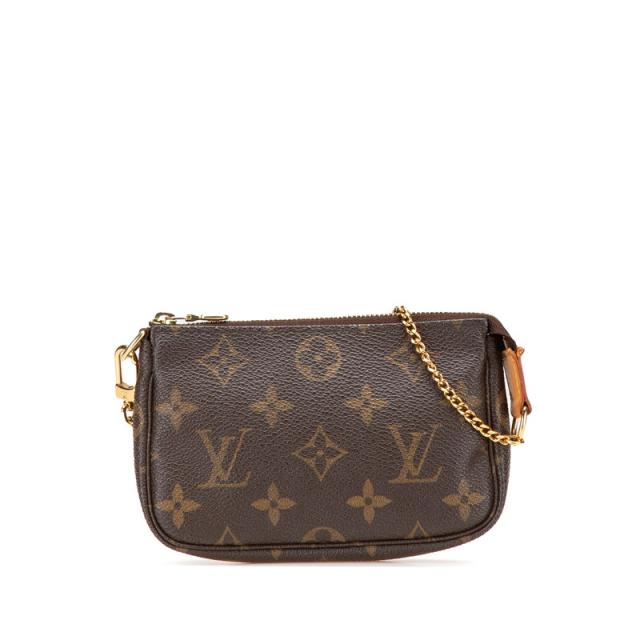 ルイ ヴィトン モノグラム アクセソワール チェーン ポーチ M58009 ブラウン PVC レザー レディース LOUIS VUITTON 【中古】
