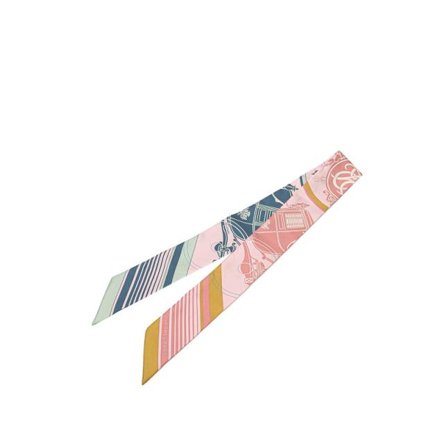 エルメス ツイリー EX-LIBRIS エクスリブリス スカーフ ピンク マルチカラー シルク レディース HERMES 【中古】