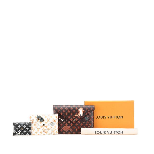 ルイ ヴィトン モノグラム キャットグラム ポシェット キリガミ ポーチ クラッチバッグ セット M63885 ブラウン LOUIS VUITTON 【中古】