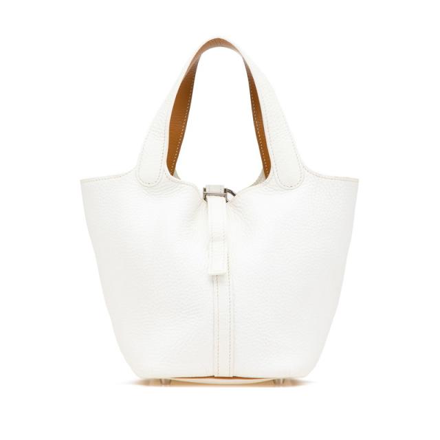 エルメス ピコタンPM ハンドバッグ ホワイト トリヨンクレマンス レディース HERMES 【中古】