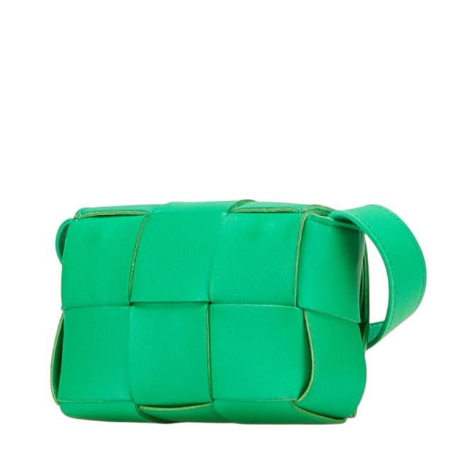 ボッテガヴェネタ キャンディーカセット 斜め掛け ショルダーバッグ 667048 VCQ72 パラキートグリーン レザー BOTTEGAVENETA 【中古】