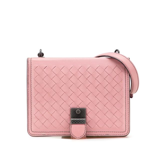 ボッテガヴェネタ イントレチャート チェーン ワンショルダーバッグ ピンク レザー レディース BOTTEGAVENETA 【中古】