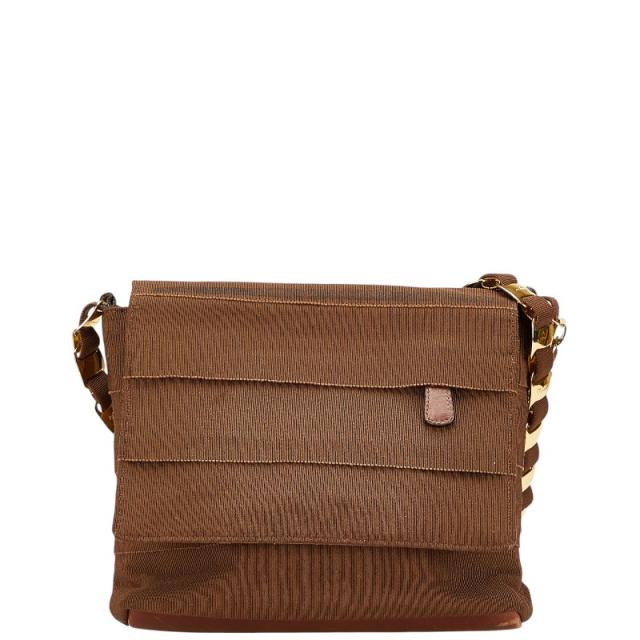 サルヴァトーレフェラガモ ヴァラ ショルダーバッグ ブラウン ゴールド キャンバス レディース Salvatore Ferragamo 【中古】