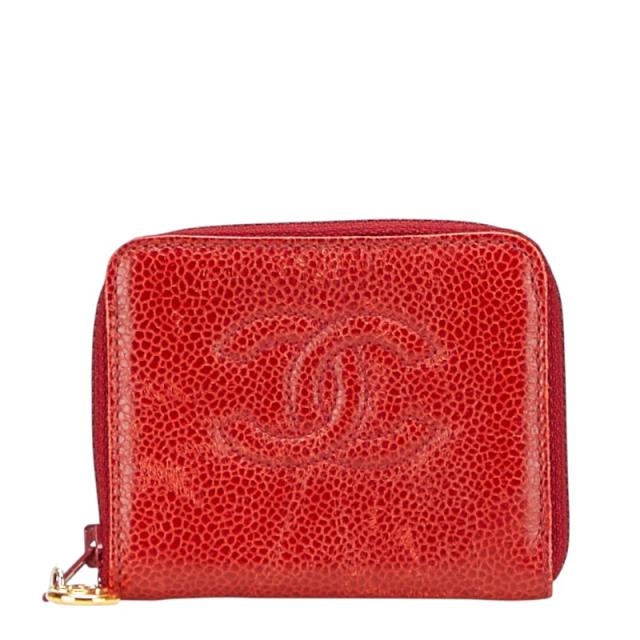 シャネル ココマーク ケース 小銭入れ レッド キャビアスキン レディース CHANEL 【中古】