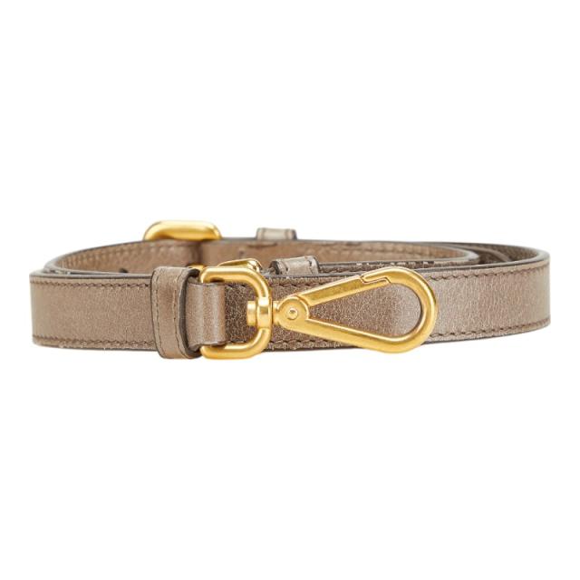 プラダ ショルダーストラップ グレー ゴールド レザー レディース PRADA 【中古】