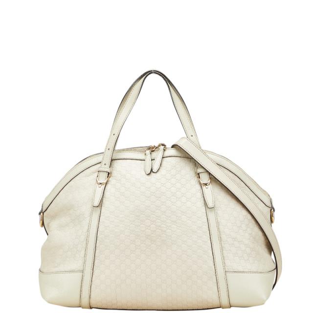 グッチ マイクログッチシマ ハンドバッグ ショルダーバッグ 2WAY 309614 アイボリー ホワイト レザー レディース GUCCI 【中古】