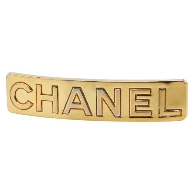 シャネル ロゴ バレッタ ヘアクリップ ゴールド メッキ レディース CHANEL 【中古】