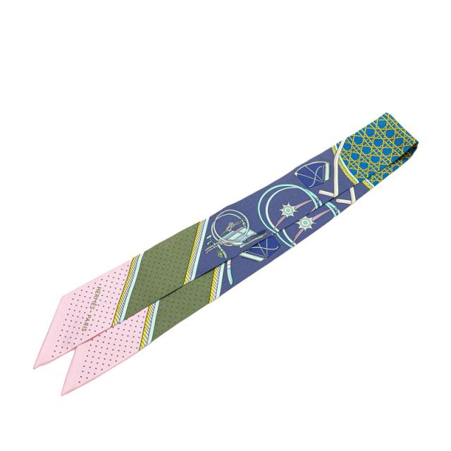 エルメス ツイリー  LES VOITURES A TRANSFORMATION 折畳式幌の馬車 スカーフ マルチカラー ブルー シルク レディース HERMES 【中古】