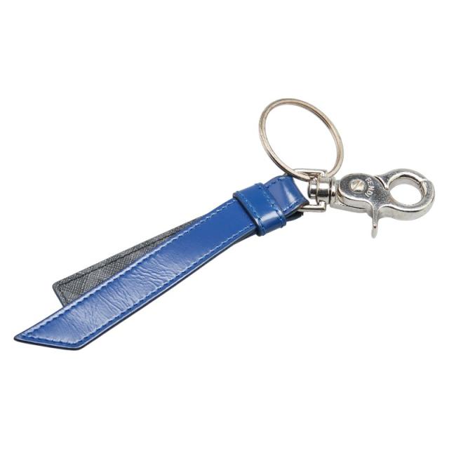 フェンディ ズッカ キーホルダー キーリング  バッグチャーム 7AP060 AGRA シルバー ブルー メタル レザー レディース FENDI 【中古】