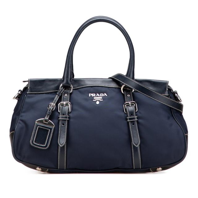 プラダ ハンドバッグ ショルダーバッグ 2WAY ネイビー ナイロン レザー レディース PRADA 【中古】