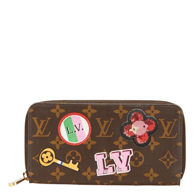ルイ ヴィトン LV ストーリーズ ジッピーウォレット パッチーズ ラウンドファスナー 長財布 M63392 ブラウン PVC LOUIS VUITTON 【中古】