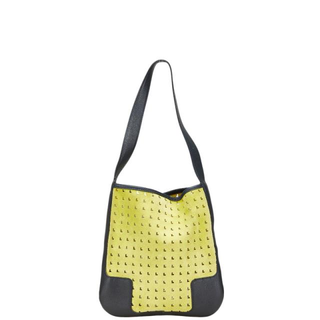 ロエベ アナグラム パンチング ワンショルダーバッグ ハンドバッグ ライトグリーン レザー スウェード レディース LOEWE 【中古】