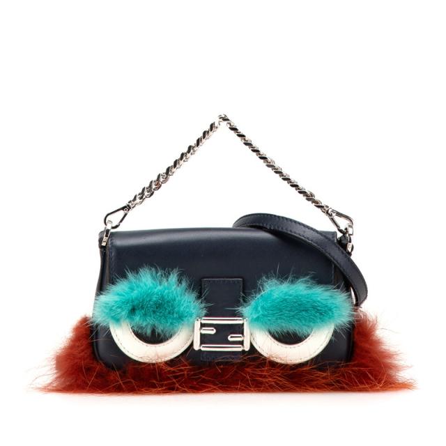 フェンディ バッグバグズ モンスター マイクロバケット ハンドバッグ ショルダーバッグ 2WAY 8M0354 ブラック ブルー FENDI 【中古】