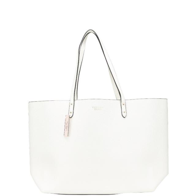 ヴィクトリアシークレット ロゴ トートバッグ ハンドバッグ ホワイト ゴールド レザー レディース VICTORIAS SECRET 【中古】