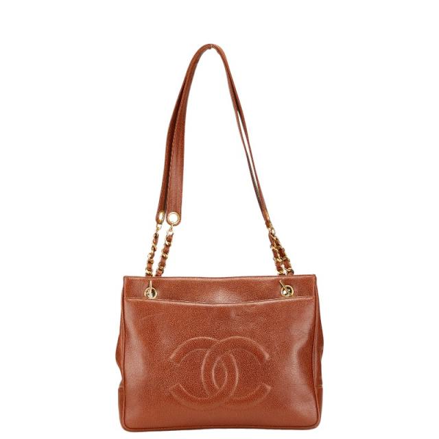 シャネル ココマーク チェーン トートバッグ ショルダーバッグ ブラウン キャビアスキン レディース CHANEL 【中古】
