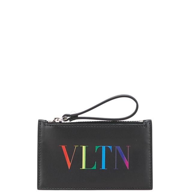 ヴァレンティノ VLTロゴプリント ケース フラグメントケース ブラック マルチカラー レザー レディース VALENTINO 【中古】