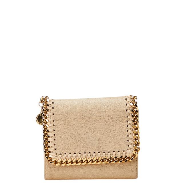 ステラマッカートニー ファラベラ 三つ折り財布 ベージュ ゴールド スウェード レザー レディース Stella McCartney 【中古】