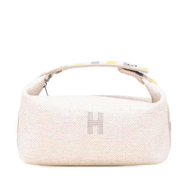 エルメス ブリッド ア ブラック オ カレ ハンドバッグ ポーチ アイボリー イエロー トワルシェブロン レディース HERMES 【中古】