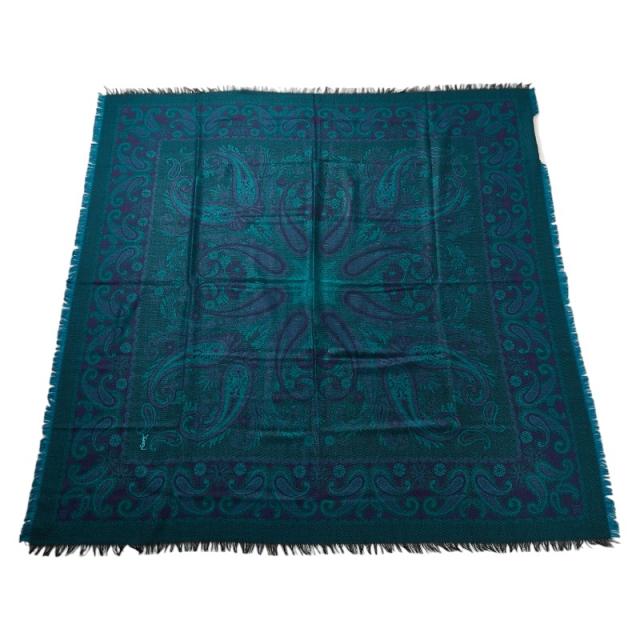 サンローラン ペイズリー ショール ストール グリーン マルチカラー ウール レディース SAINT LAURENT 【中古】