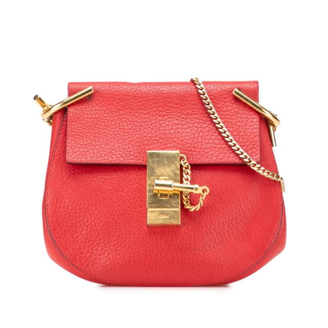 クロエ ドリュー チェーン ショルダーバッグ 3S1031 レッド レザー レディース Chloe 【中古】